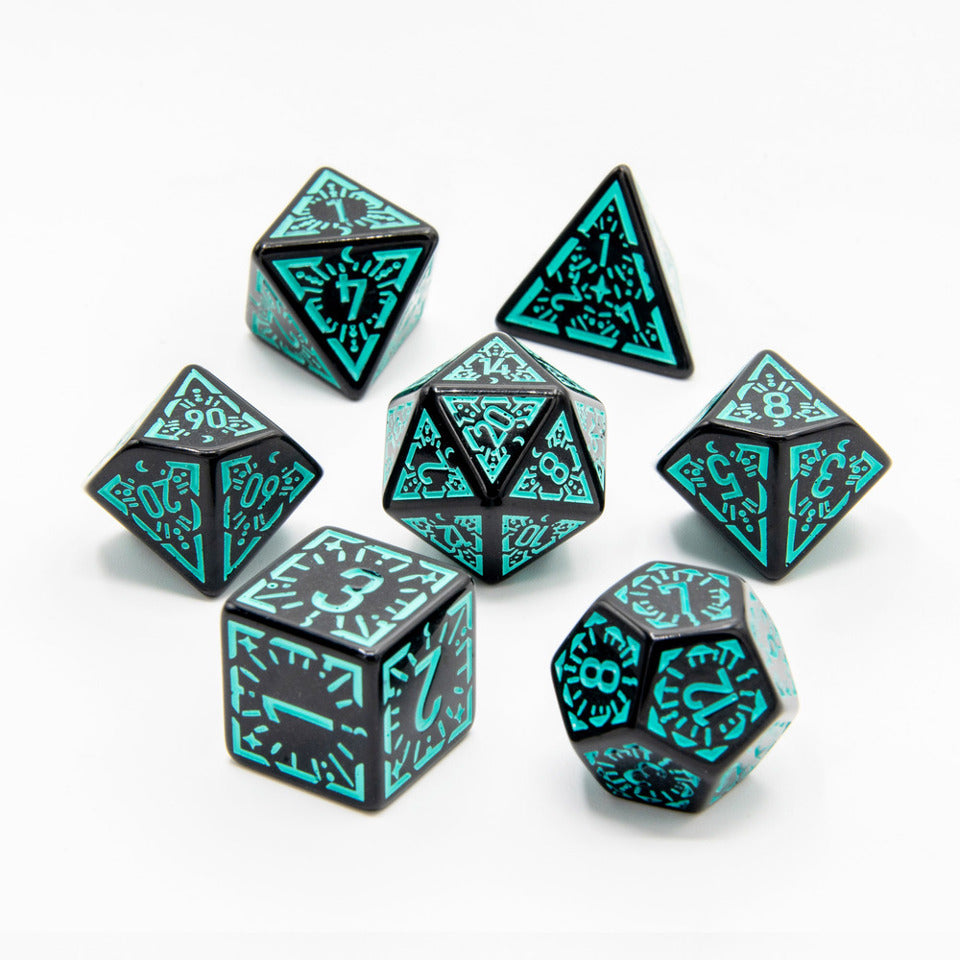 Emerald Ray | Acrylic Dice | 7 Piece Set – Tabletop Dominion Wholesale