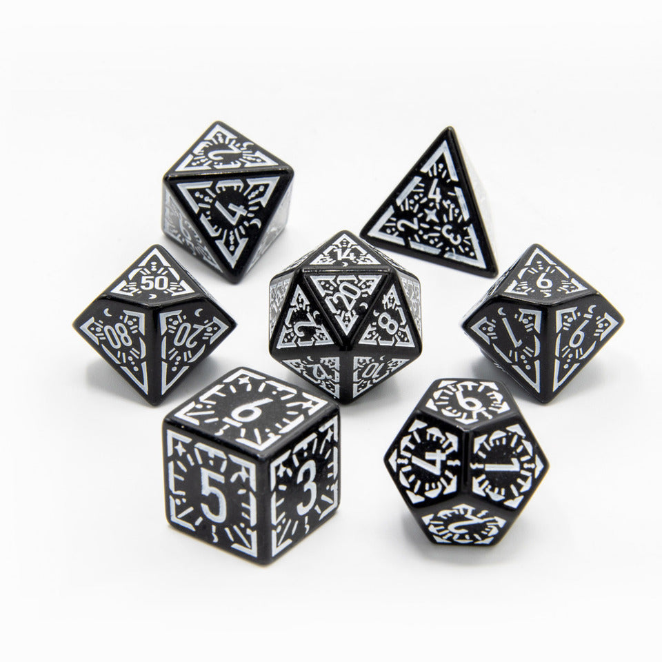Lunar Ray | Acrylic Dice | 7 Piece Set – Tabletop Dominion Wholesale